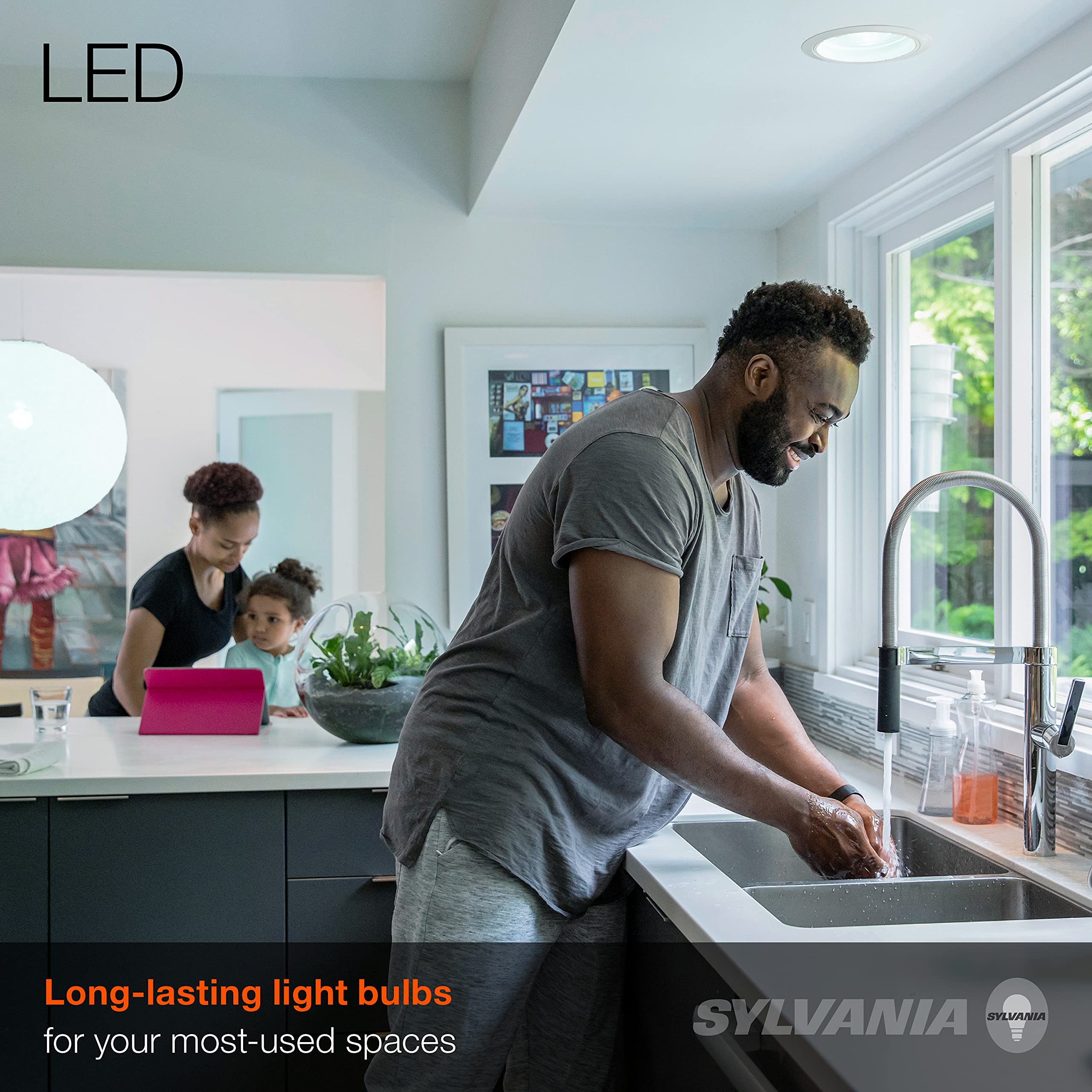 SYLVANIA LED Flood PAR38 Light Bulb, 90W Equivalent, Efficient 13W, 10 Year, 1175 Lumens, Medium Base, Dimmable, 5000K, Daylight - 2 Pack (79736)