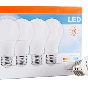 SYLVANIA LED Light Bulb, 40W Equivalent A19, Efficient 6W, Medium Base, Frosted Finish, 450 Lumens, Bright White - 4 Pack (79703)