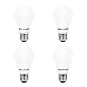 SYLVANIA LED Light Bulb, 40W Equivalent A19, Efficient 6W, Medium Base, Frosted Finish, 450 Lumens, Bright White - 4 Pack (79703)