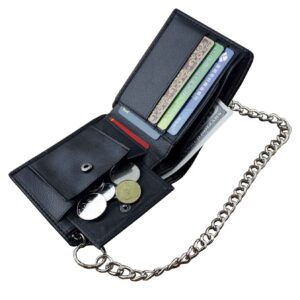 Threecattles Mens Boys Simple Leather Chain Wallet Biker EMO Gift