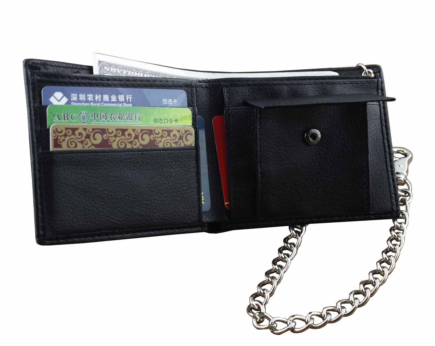 Threecattles Mens Boys Simple Leather Chain Wallet Biker EMO Gift