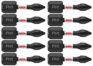 bosch itph1102 2-pack 1 in. phillips #1 impact tough screwdriving insert bits