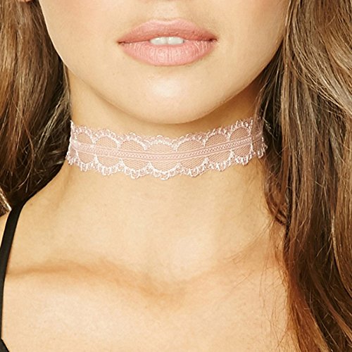 Tpocean 14 PCS Mothers Day Necklace Adjustable Lace Velvet Choker Pink Necklace Set with Charms Pendant Flower Blet Leather Choker Set for Women Girls