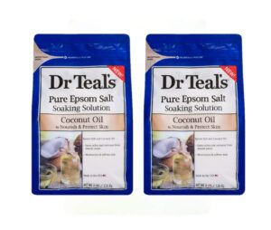 dr teals coconut oil soaking solution mothers day gift set (2 pack, 3 lb. ea.) - essential oils nourish & protect dry, damaged skin - relieve stress & revitalize tired, achy muscles at home