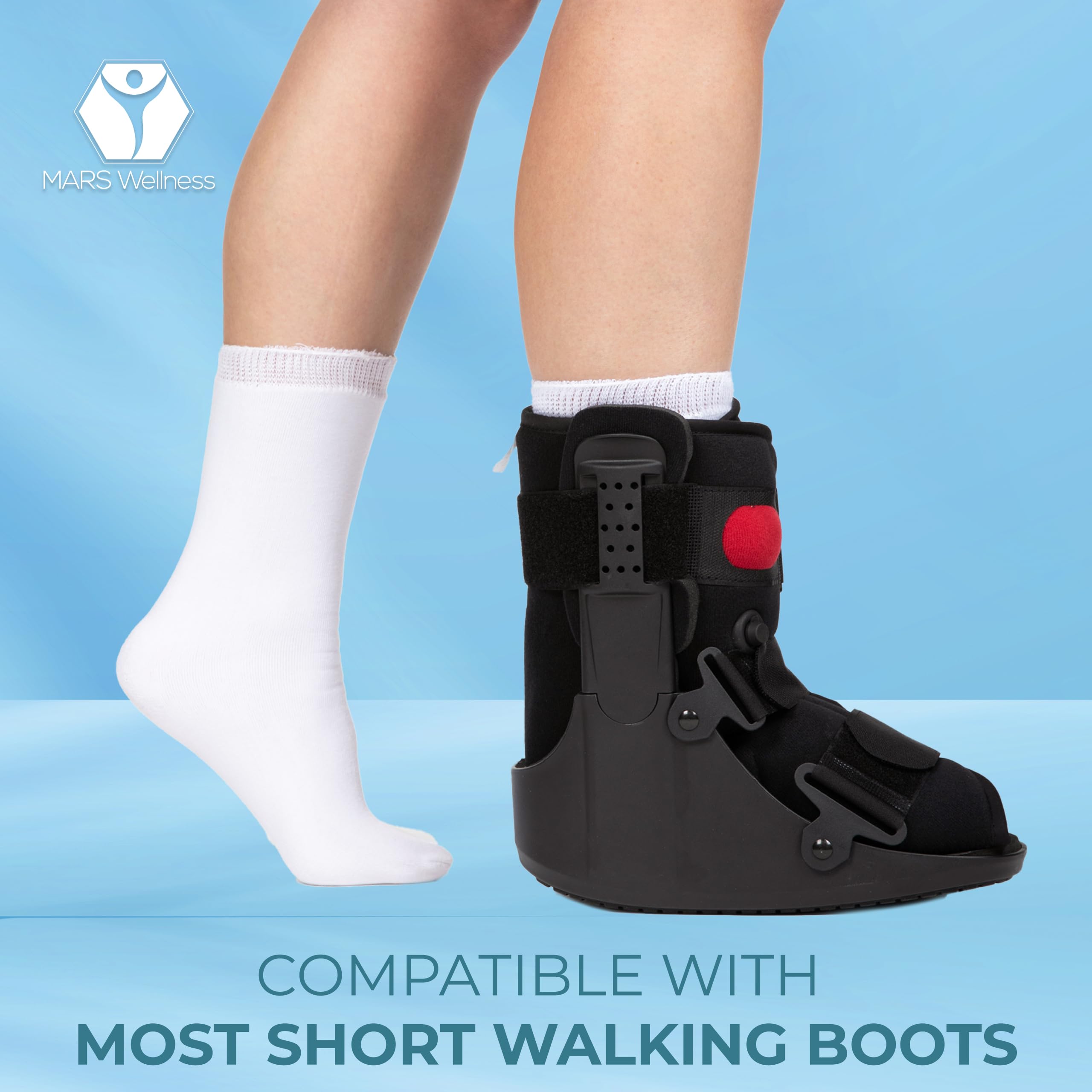 MARS WELLNESS Walking Boot Sock Liner - Low Top Short Cam Walker Boot - Cam Boot Liner - 15 Inch Cam walker Sock - 2 Socks