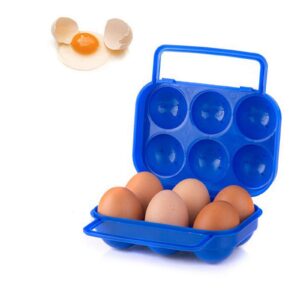 volksrose portable 6 eggs slots holder shockproof storage box for camping hiking - blue