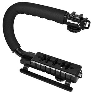 ultimaxx stabilizing handheld stabilizer handle grip with accessory mount for camera, camcorder, dslr, dv video; compatible for canon, nikon, sony, panasonic, pentax, and olympus camcorders