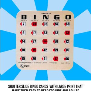 Regal Bingo Finger-Tip Shutter Bingo Cards with Sliding Windows - 50 Bingo Shutter Cards - Ideal for Family Fun Night - No Chips & Daubers Needed - Woodgrain