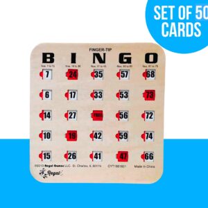 Regal Bingo Finger-Tip Shutter Bingo Cards with Sliding Windows - 50 Bingo Shutter Cards - Ideal for Family Fun Night - No Chips & Daubers Needed - Woodgrain