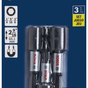 BOSCH ITNS2492 3-Piece 2-9/16 In. Impact Tough Nutsetters Assorted Set