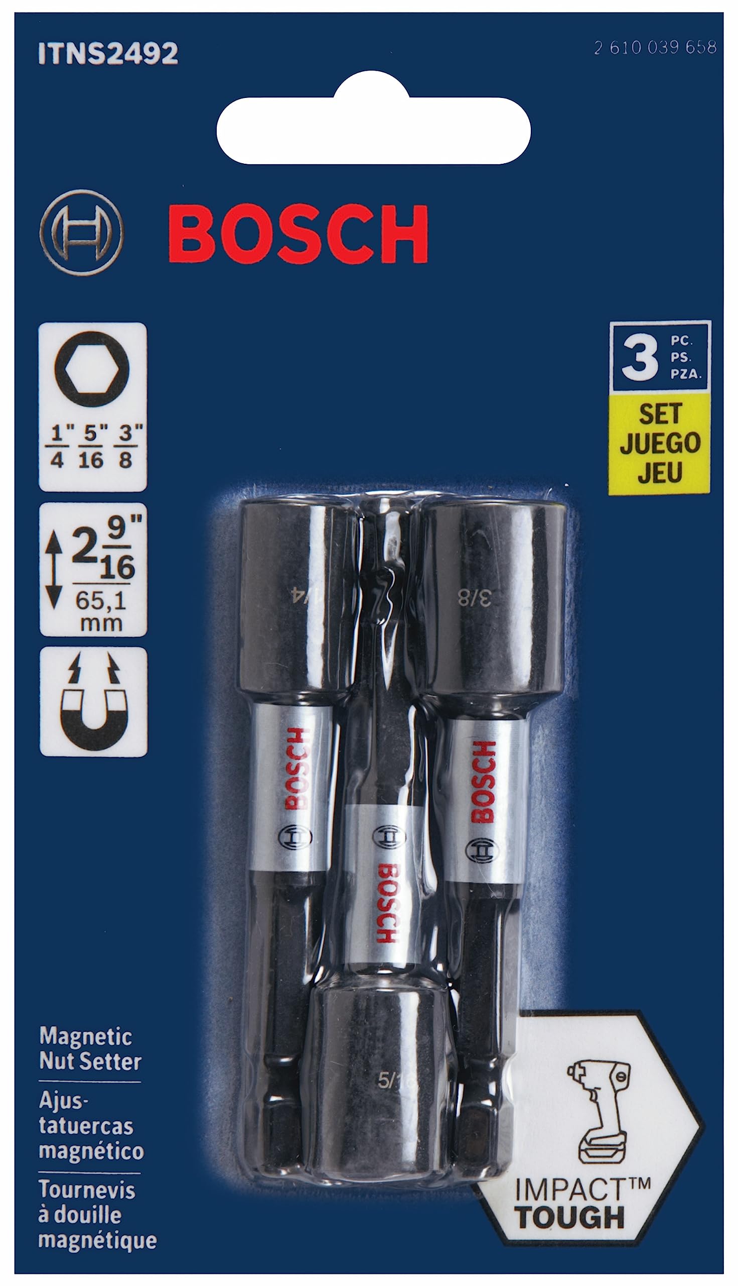 BOSCH ITNS2492 3-Piece 2-9/16 In. Impact Tough Nutsetters Assorted Set