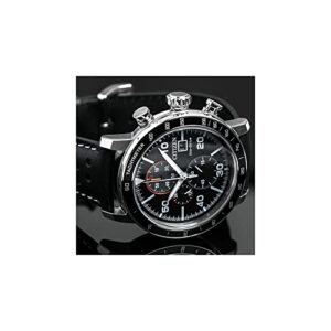 Citizen Men's Eco-Drive Weekender Brycen Chronograph Watch in Stainless Steel, Black Leather strap, Black Dial (Model: CA0649-14E)