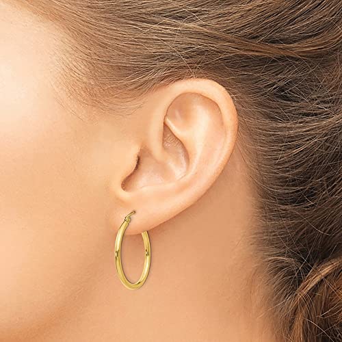 Amanda Rose Collection 14K Yellow Gold Classic Round Tube Hoop Earrings for Women 1 inch Diameter