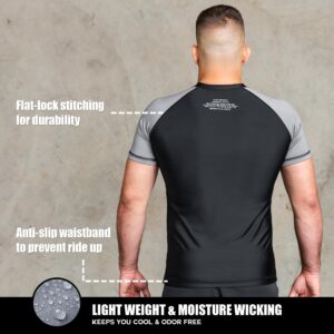 Elite Sports New Item Standard Short Sleeve Compression, Mma, Bjj, No Gi, Cross Training Rash Guard, Small, Gray