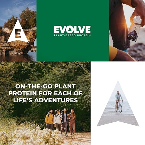 Evolve Plant Based Protein Shake, Double Chocolate, 20g Vegan Protein, Dairy Free, No Artificial Sweeteners, Non-GMO, 10g Fiber, 11 Fl Oz (Pack of 12) - (Formula May Vary)