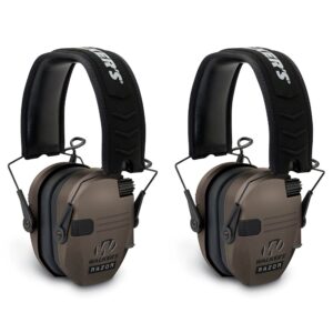 walker's razor slim shooter electronic hunting folding hearing protection earmuffs with 23db noise reduction and sound amplification, (2 pack)