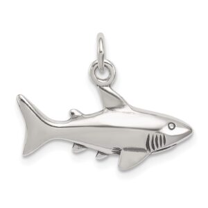 jewelry stores network sterling silver antique shark charm 16x22mm