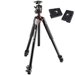 manfrotto mk055xpro3-bhq2 aluminum 3-section tripod with xpro ball head and 200pl qr plate and two zaykir rc2 quick release plates