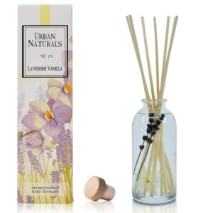 urban naturals lavender vanilla reed diffuser set | room scent infuser with real lavender & natural flowers | soothing scent makes a great housewarming gift | great idea