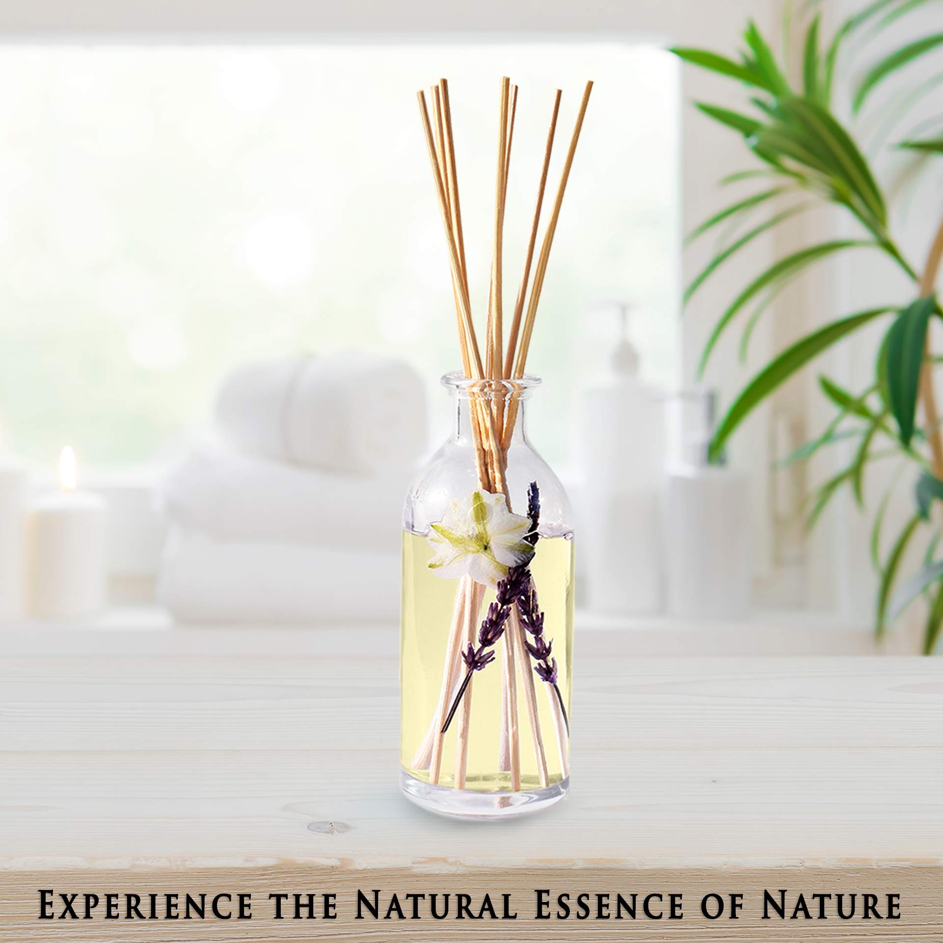 Urban Naturals Lavender Vanilla Reed Diffuser Set | Room Scent Infuser with Real Lavender & Natural Flowers | Soothing Scent Makes a Great Housewarming Gift | Great Idea