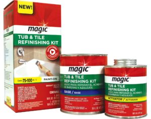 magic 3124 tub and tile refinishing kit - bright white - paint on - works on ceramic porcelain acrylic fiberglass surfaces