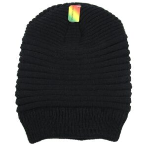 Rasta Long Slinky Beanie Hats Black