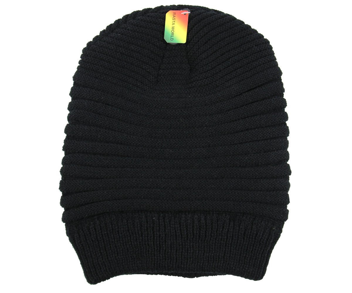 Rasta Long Slinky Beanie Hats Black