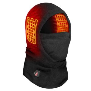 actionheat 5v battery heated fleece balaclava face mask men - winter face mask for cold weather, unisex heated hat, one size black