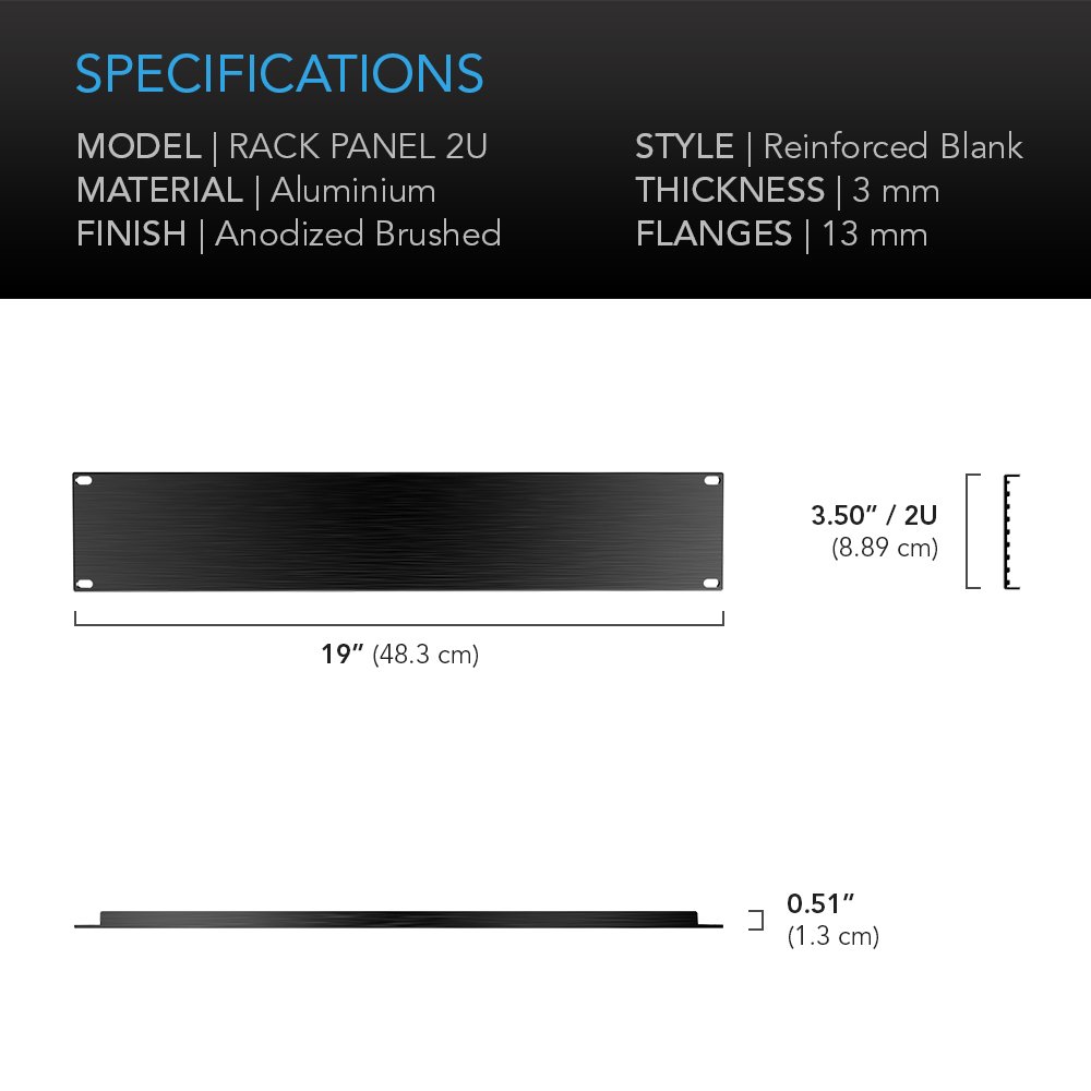 AC Infinity Rack Panel Accessory Blank 2U Space for 19" Rackmount, Premium Aluminum Build and Anodized Finish