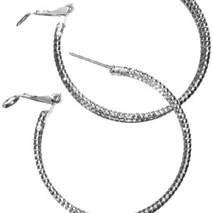 GUESS Silvertone Multi Textured Wire Hoop Earrings