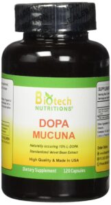 biotech nutritions dopa mucuna 15% l-dopa (mucuna pruriens) 120 vege capsules made in usa