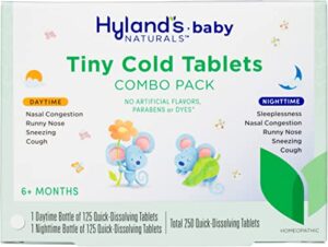 infant and baby cold medicine, hyland's baby tiny cold tablets, day & night value pack, decongestant and cough relief, 250 quick-dissolving tablets