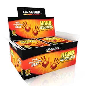 grabber hand warmers - long lasting natural odorless air activated warmers - up to 10 hours of heat - 40 pair , 3.5x2"