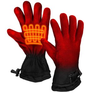 actionheat aa battery operated heated gloves for men, women - weather resistant hand warming fleece gloves w/built-in heating panels for winter, snow camping, hiking, arthritis black