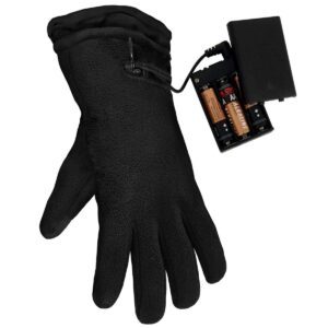 ActionHeat AA Battery Operated Heated Gloves for Men, Women - Weather Resistant Hand Warming Fleece Gloves w/Built-in Heating Panels for Winter, Snow Camping, Hiking, Arthritis Black