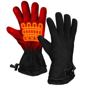 ActionHeat AA Battery Operated Heated Gloves for Men, Women - Weather Resistant Hand Warming Fleece Gloves w/Built-in Heating Panels for Winter, Snow Camping, Hiking, Arthritis Black