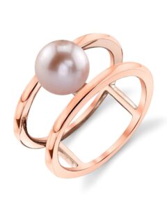 the pearl source 7-8mm genuine pink freshwater cultured pearl rose gold ora ring for women