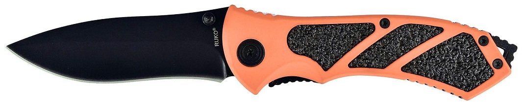 RUKO RUK0061BZ 3-1/4" Folding Blade Hunting Knife in Blaze Orange Handle