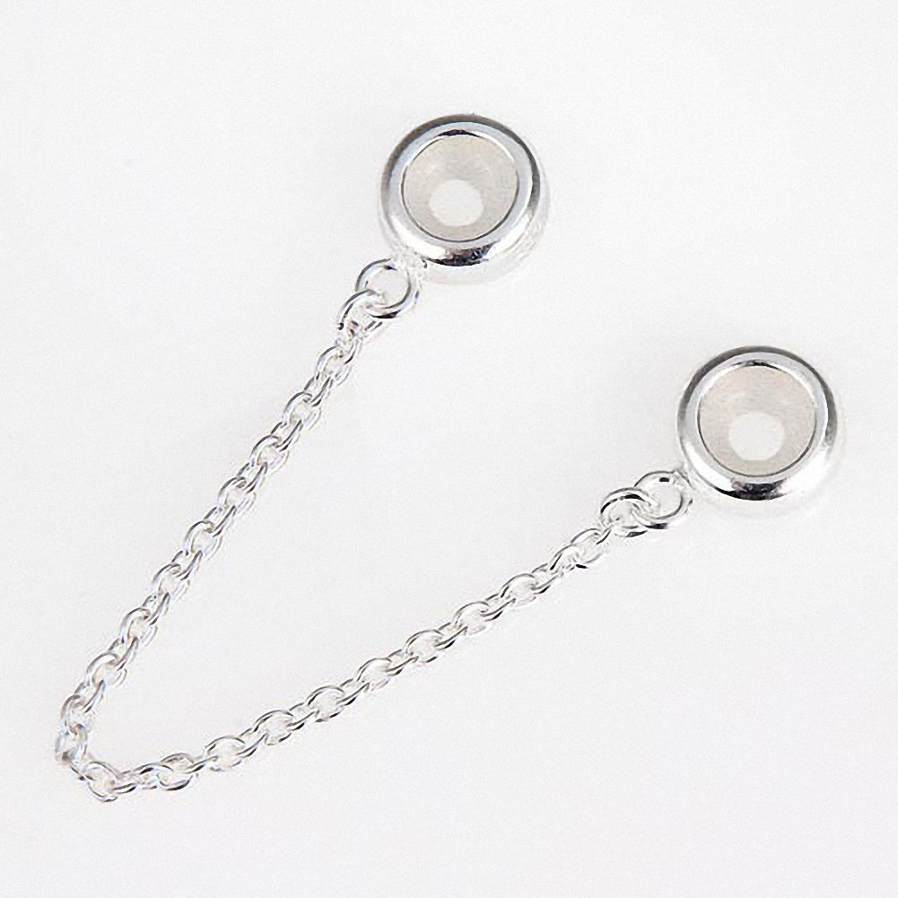 .925 Sterling Silver Stopper Safety Chain Bead Charm For European Bracelets