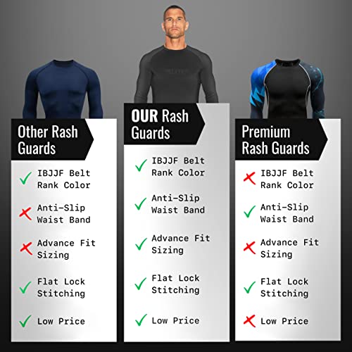 Elite Sports New Item Full Long Sleeve Compression, Mma, Bjj, No Gi, Cross Training Rash Guard, Large, Black