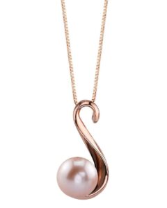 the pearl source 8-9mm genuine pink freshwater cultured pearl rose gold anastasia pendant necklace for women