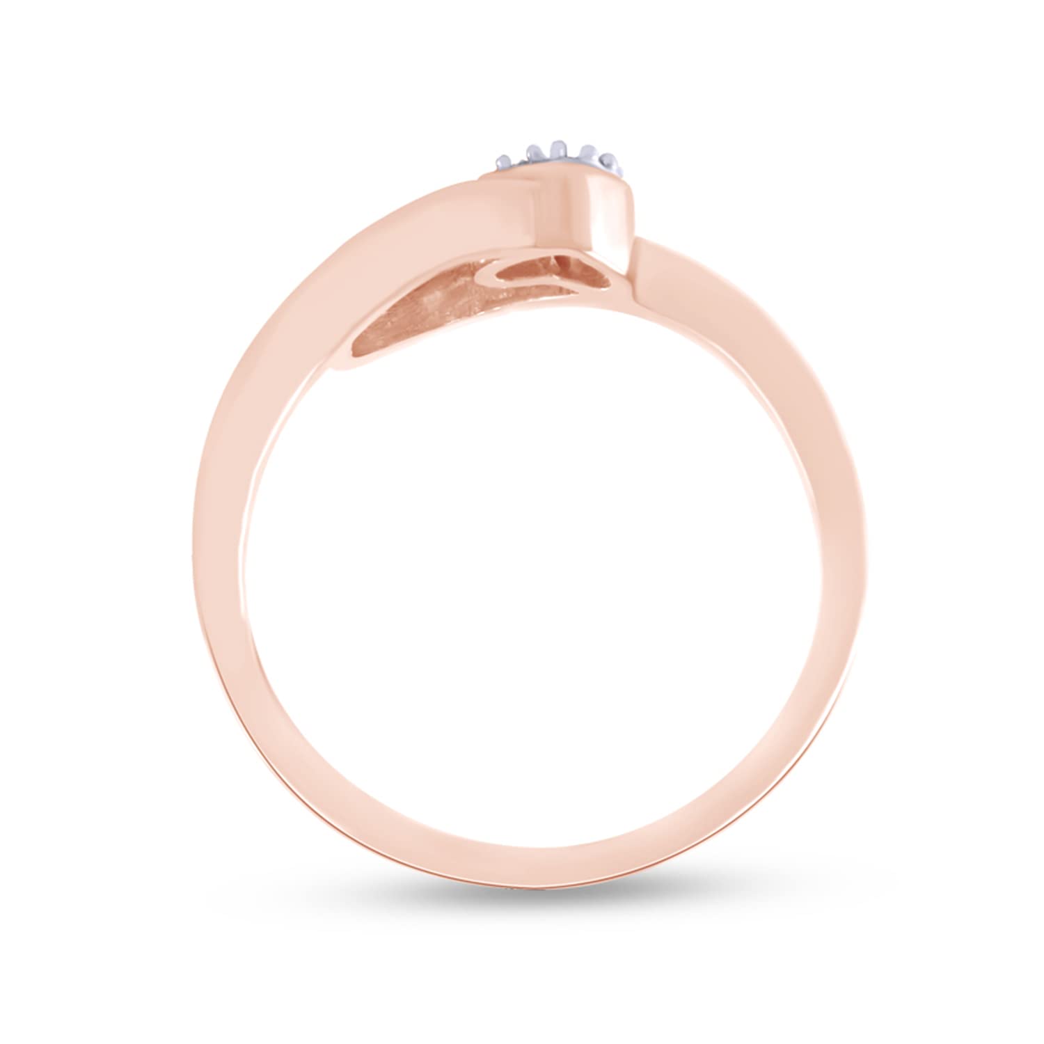 White Natural Diamond Accent Paw Print Heart Ring in 14k Rose Gold Over Sterling Silver (I-J Color, 0.03 Cttw) Ring Size-10