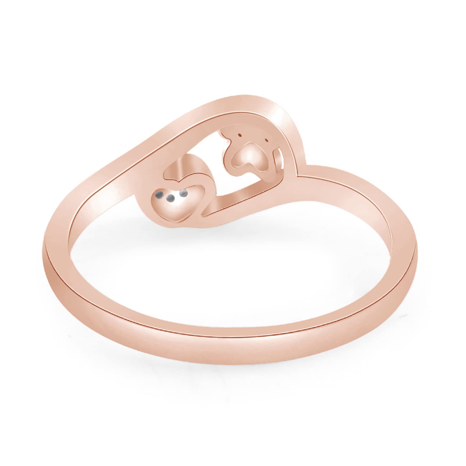 White Natural Diamond Accent Paw Print Heart Ring in 14k Rose Gold Over Sterling Silver (I-J Color, 0.03 Cttw) Ring Size-10