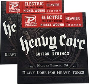 dunlop heavy core heavier electric guitar strings 11-50 - 2 pack