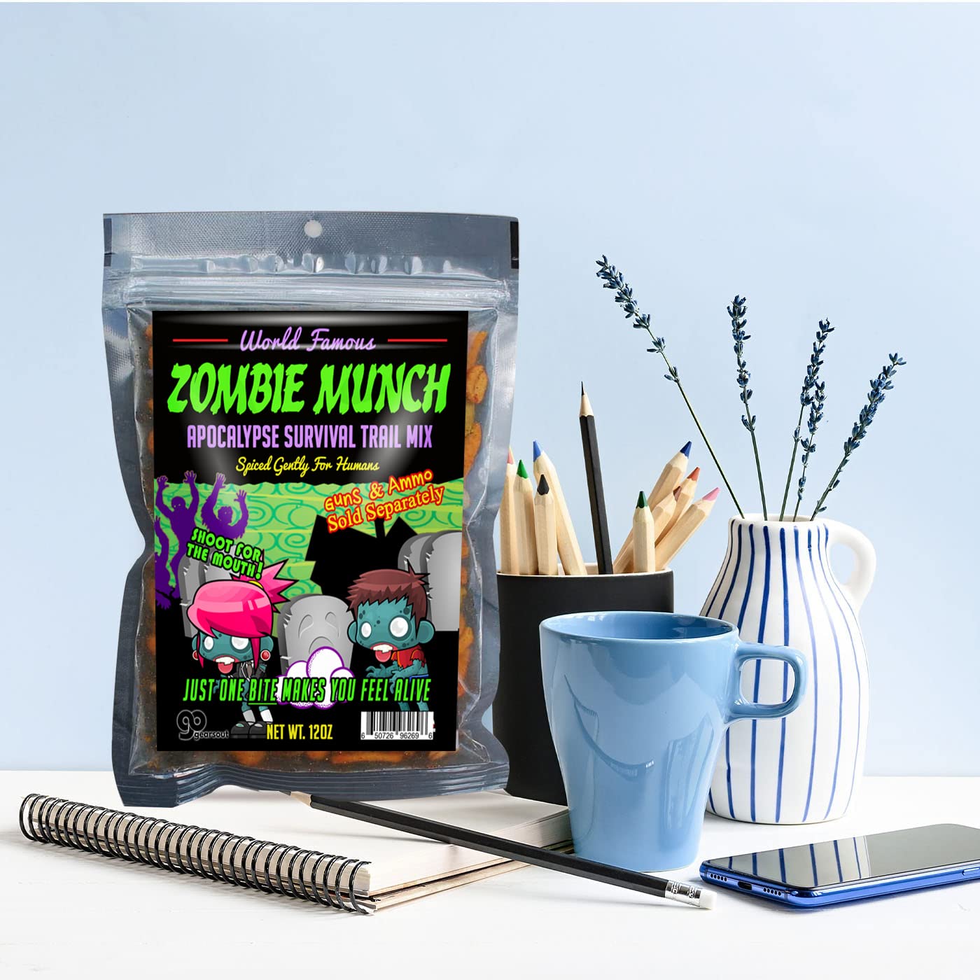 Zombie Munch Apocalypse Survival Trail Mix - Healthy Survivalist Gift Funny Trail Mix Gift Bag Resealable Funny Healthy Gifts Zombie Gifts Gag Gifts for Men Zombie Munch Trail Mix