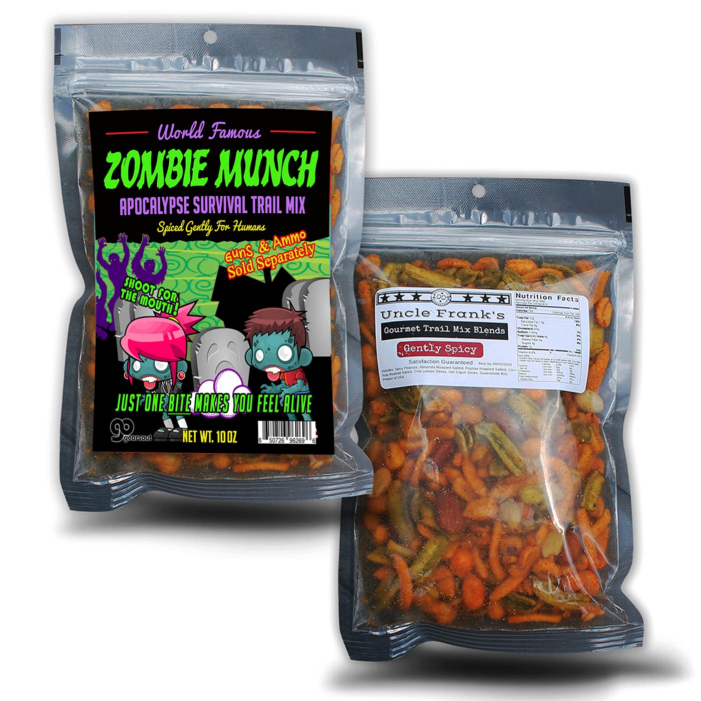 Zombie Munch Apocalypse Survival Trail Mix - Healthy Survivalist Gift Funny Trail Mix Gift Bag Resealable Funny Healthy Gifts Zombie Gifts Gag Gifts for Men Zombie Munch Trail Mix