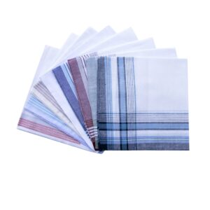 cocousm assorted pack of mens classic striped border cotton handkerchiefs white 6pcs