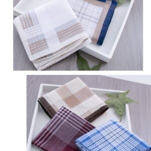 CoCoUSM Assorted Pack of Mens Classic Striped Border Cotton Handkerchiefs White 6PCS