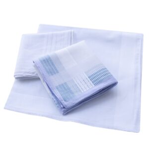 CoCoUSM Assorted Pack of Mens Classic Striped Border Cotton Handkerchiefs White 6PCS