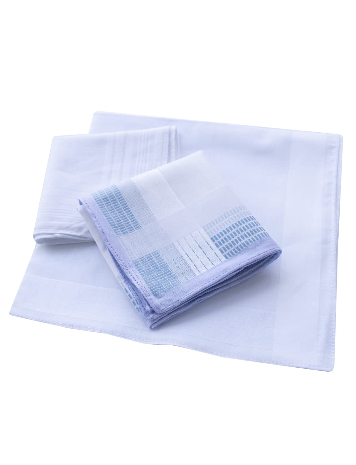 CoCoUSM Assorted Pack of Mens Classic Striped Border Cotton Handkerchiefs White 6PCS